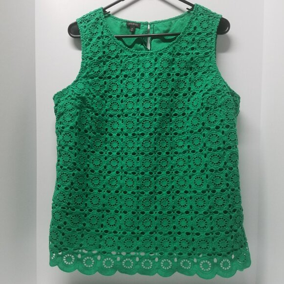 Talbots | Tops | Talbots Circle Pattern Eyelet Shell In Spring Leaves | Poshmark